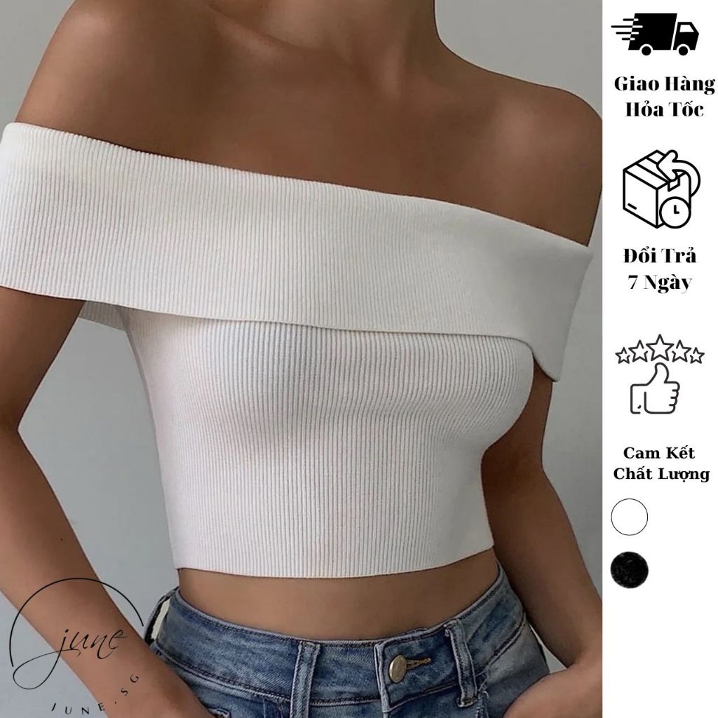 Áo trễ vai ôm body nữa JUNE.SG Áo Trễ Vai Siêu Quyến Rũ Nữ Tính D073 | Shopee Việt Nam