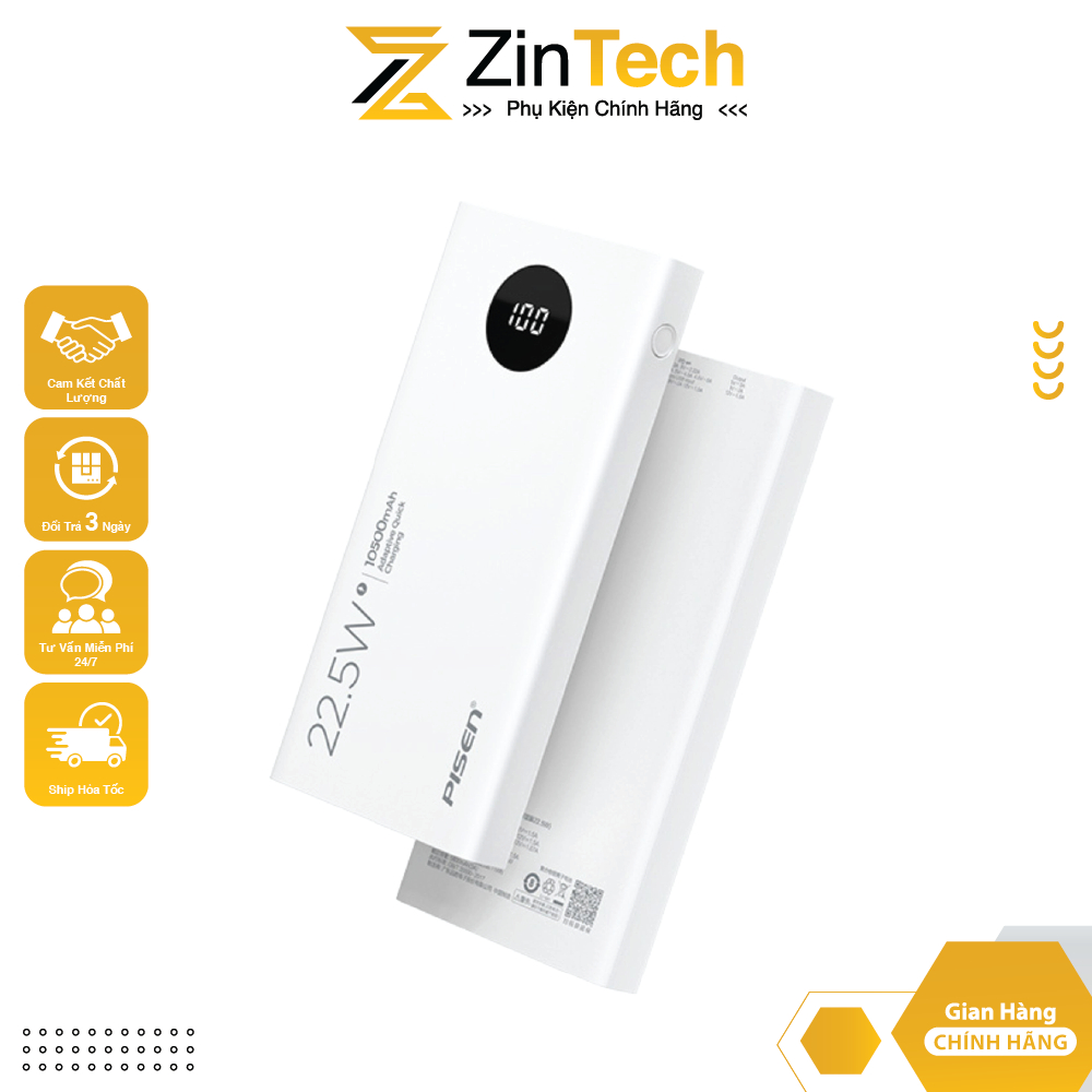 Sạc dự phòng Pisen 10500mAh hỗ trợ nhanh 22,5W [ZinTech] | Shopee Việt Nam