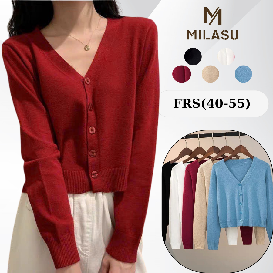 Áo Khoác Cardigan Len Mỏng Cổ Tim Dài Tay Nhiều Màu MILASU 125 | Shopee ...