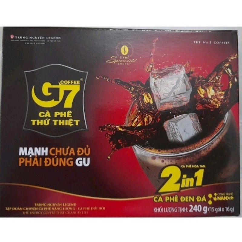 Cà phê cafe G7 Trung Nguyên Legend hòa tan đen đá 2 in 1 15 gói x 16g ...