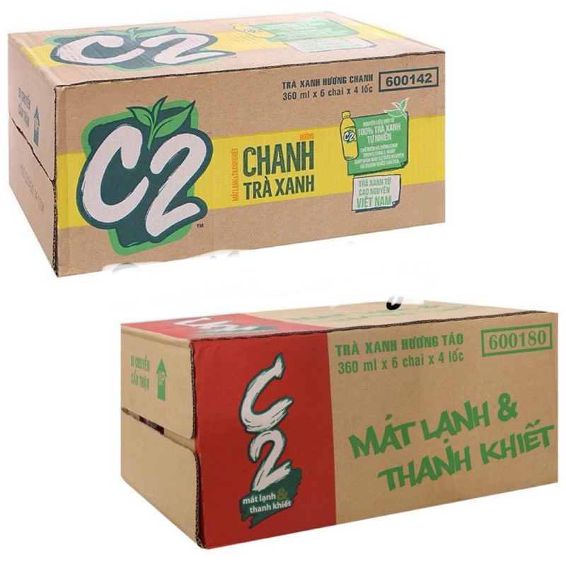 Thùng 24 Chai C2 Hương Chanh/ Táo 355ml ... | Shopee Việt Nam