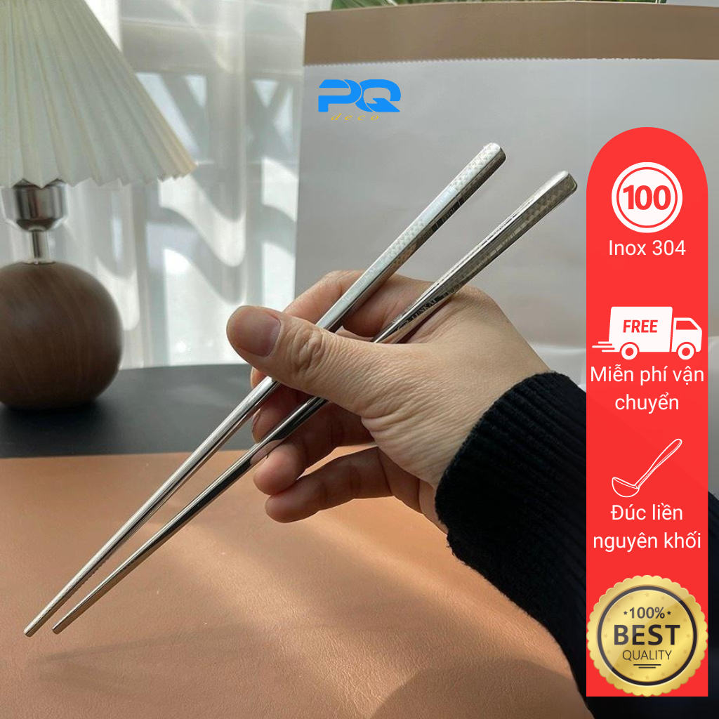 Đũa inox 304 2 lớp rỗng chịu nhiệt vuông chống trơn trượt lunkai LK597 ...