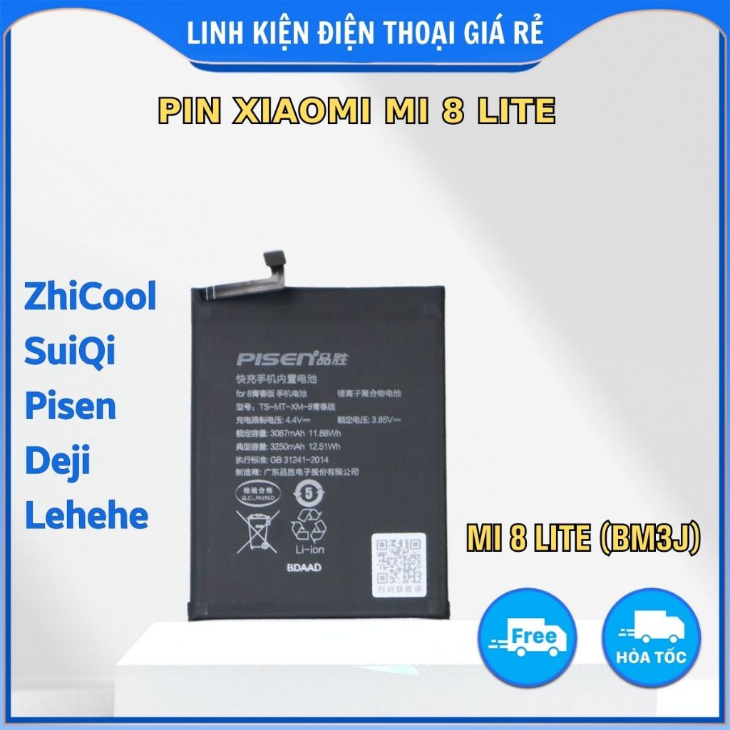 Pin Xiaomi Mi 8 Lite (BM3J) - (Hãng ZhiCool, Deji, Pisen, SuiQi, Lehehe ...
