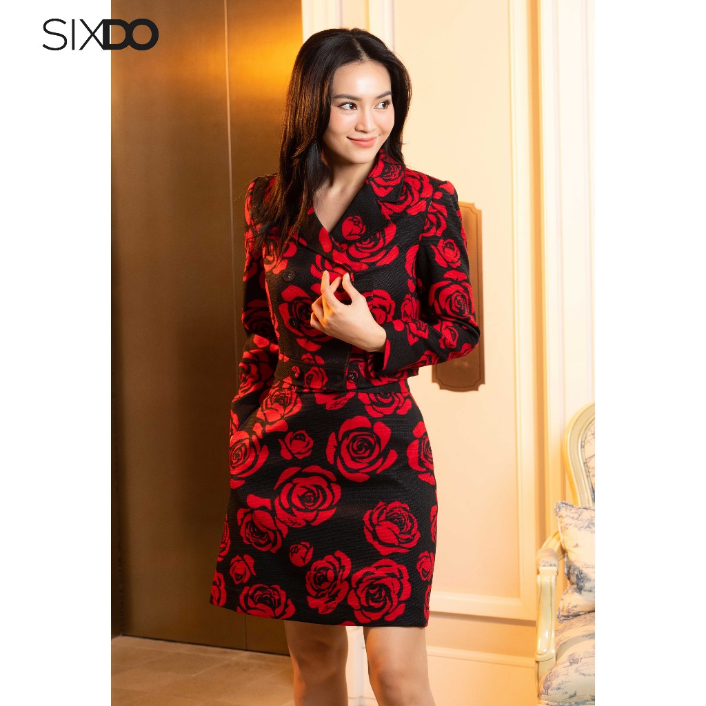 Áo vest dài tay họa tiết hoa SIXDO (Black With Red Rose Raw Vest ...