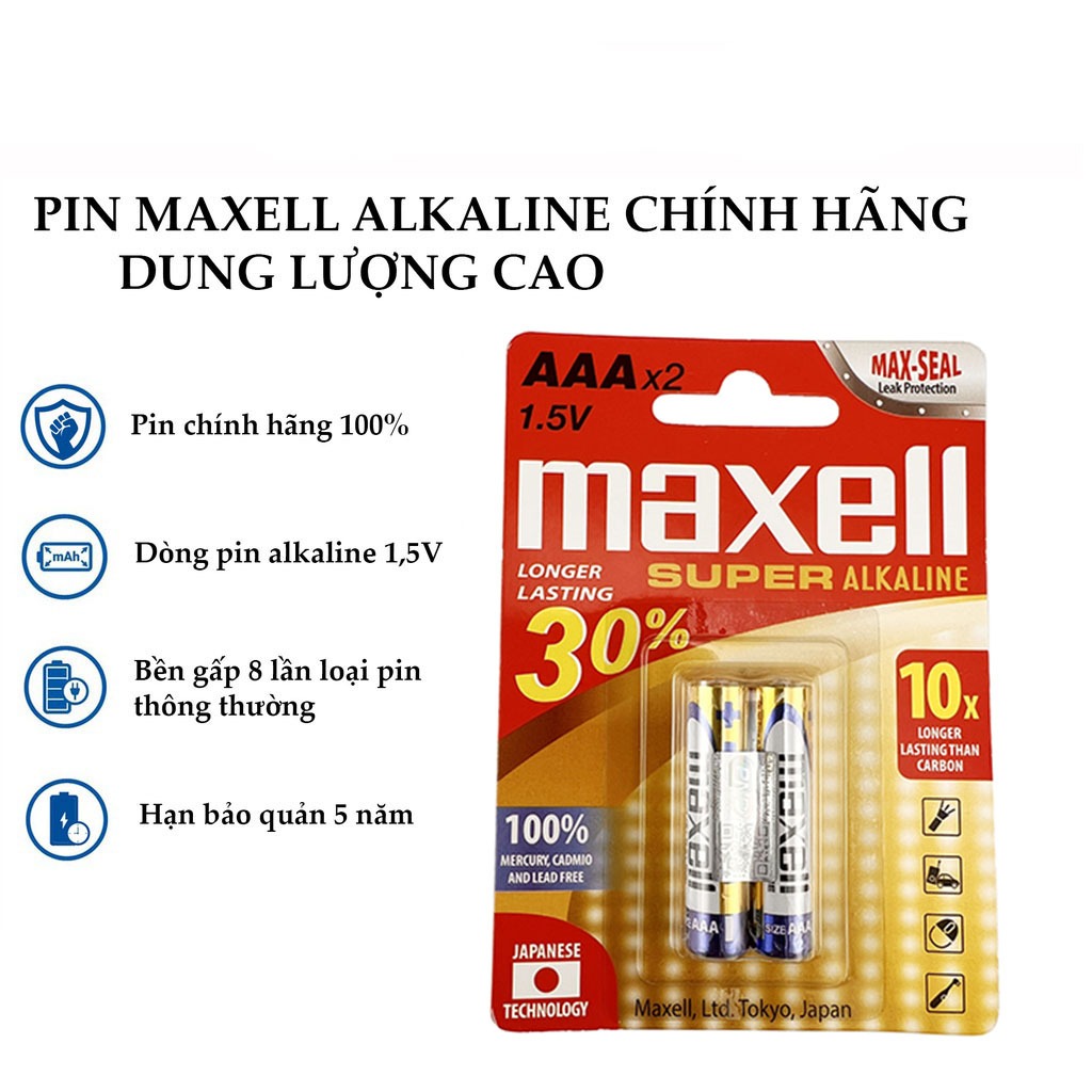 [CHÍNH HÃNG] Pin AA (2A), AAA (3A) Maxell Alkaline LR3 LR6 Longer ...
