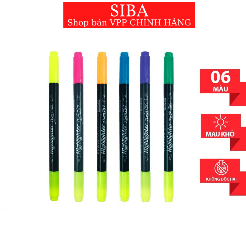 Bút dạ quang 2 đầu, bút highlight các màu Stacom HL105 nét bút 4mm ...