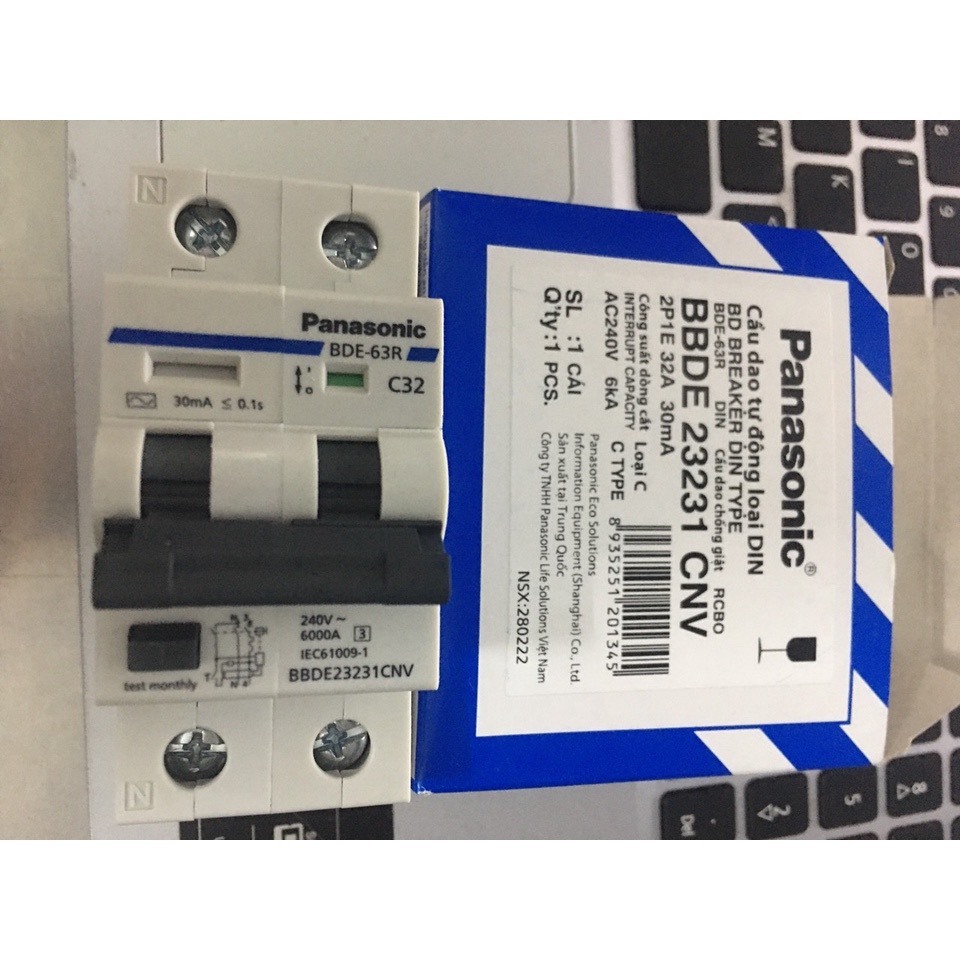Cầu dao Tép chống giật tự động CB 2P 2 Pha Panasonic 25A 32A 40A 50A 63A Cam kết chính hãng ...