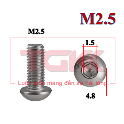 Bulong LGC chỏm cầu inox 304 M2.5 - ISO7830 | Shopee Việt Nam
