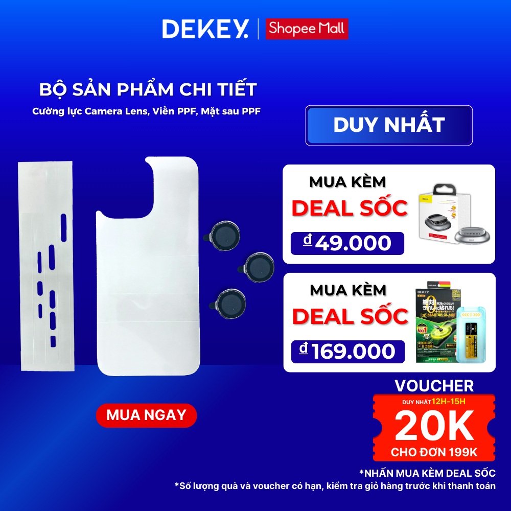 [ KHUYẾN MÃI ] Phụ Kiện Kèm DEKEY Viền PPF, Mặt sau PPF, Camera Lens ...