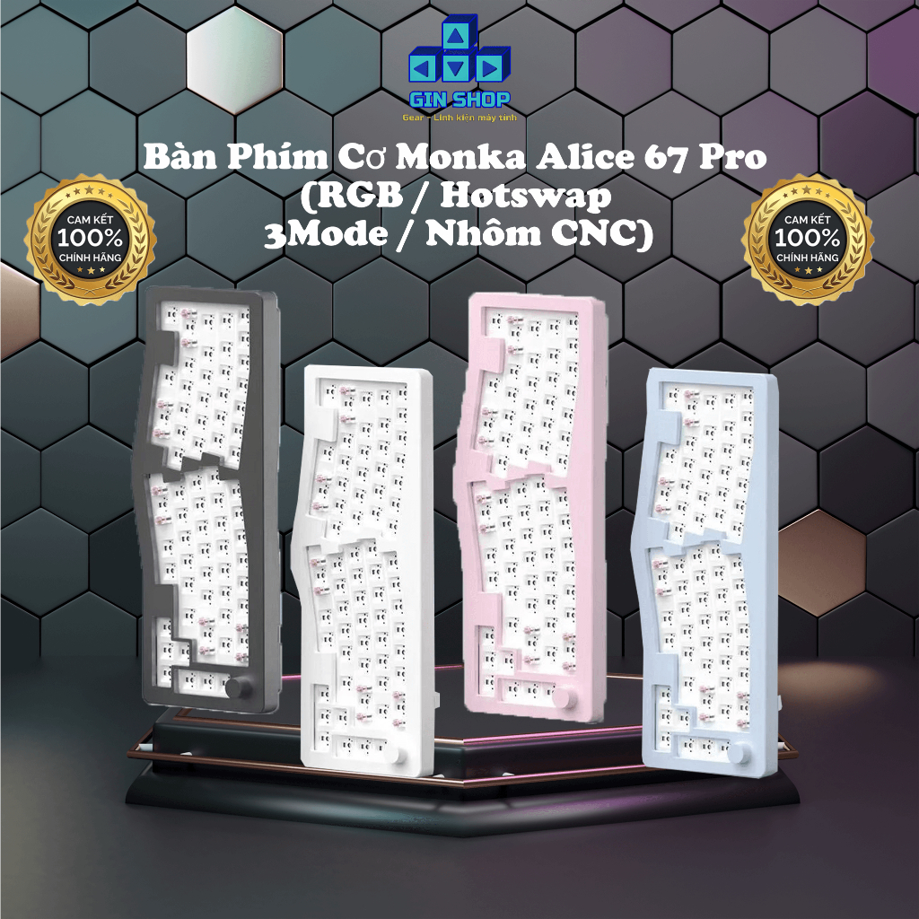 Bàn Phím Cơ Monka Alice 67 Pro | Nhôm CNC | 3 Modes | Mạch Xuôi ...
