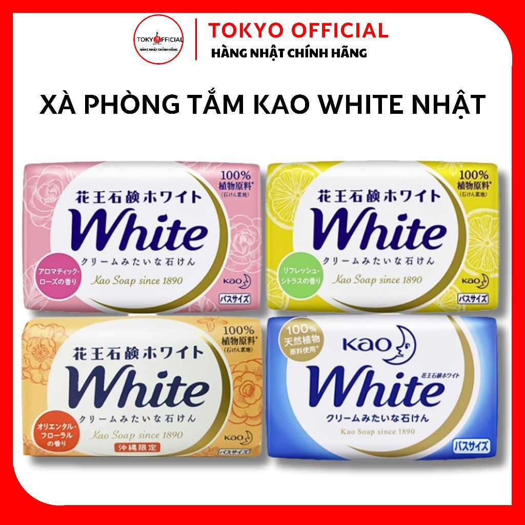 Xà Phòng Tắm KAO WHITE Nhật Bản 130g, Xà Bông Cục Tắm Sạch Sâu, Dưỡng Ẩm, Trắng Sáng Da Nội Địa ...