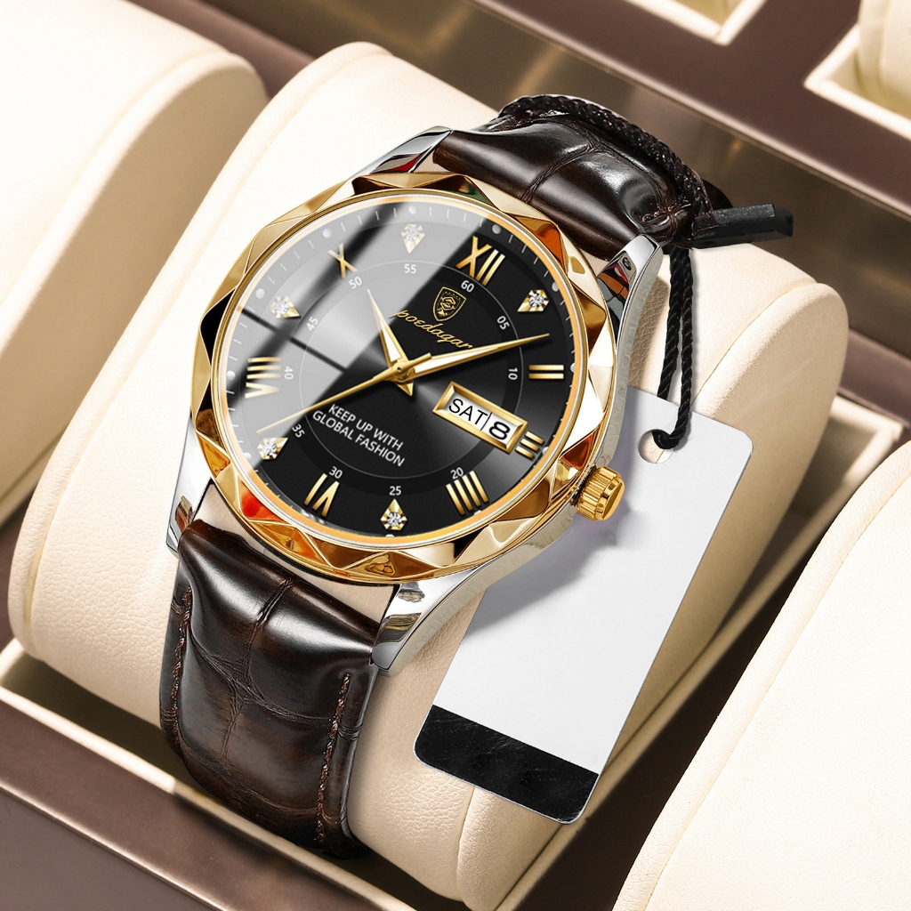 Đồng hồ nam chính hãng Poedagar 615 dây da cao cấp phong cách thời ...