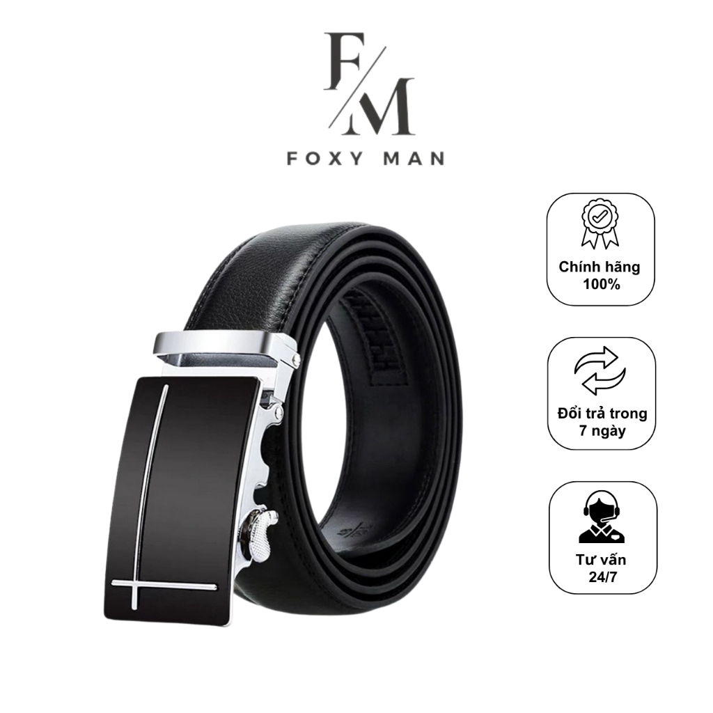 Thắt lưng Khoá Kim lỗi 1 đổi 1 , Dây thắt lưng nam da nam da mềm cao cấp Foxyman dây nịt khoá ...