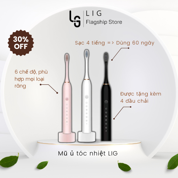 Bàn chải đánh răng điện Sonic X-3 LIG tặng kèm 4 đầu thay thế 6 chế độ ...