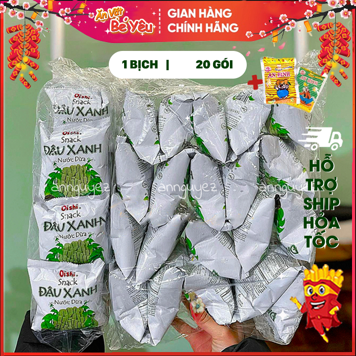 (Hỏa tốc HN) Bịch 20 gói 6gram bim bim Oishi snack đậu xanh nước dừa ...
