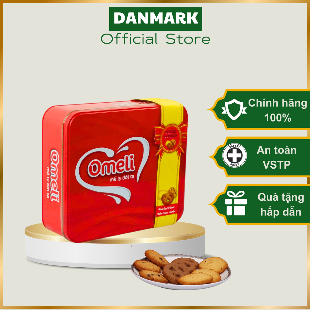 Bánh Quy Bơ Cookies Omeli Hộp Thiếc Vuông 540g | Shopee Việt Nam