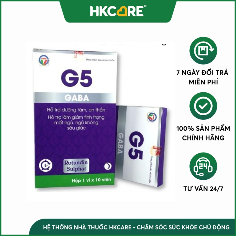 Viên Uống G5 GABA hỗ trợ làm giảm tình trạng mất ngủ (Hộp 10 Viên ...