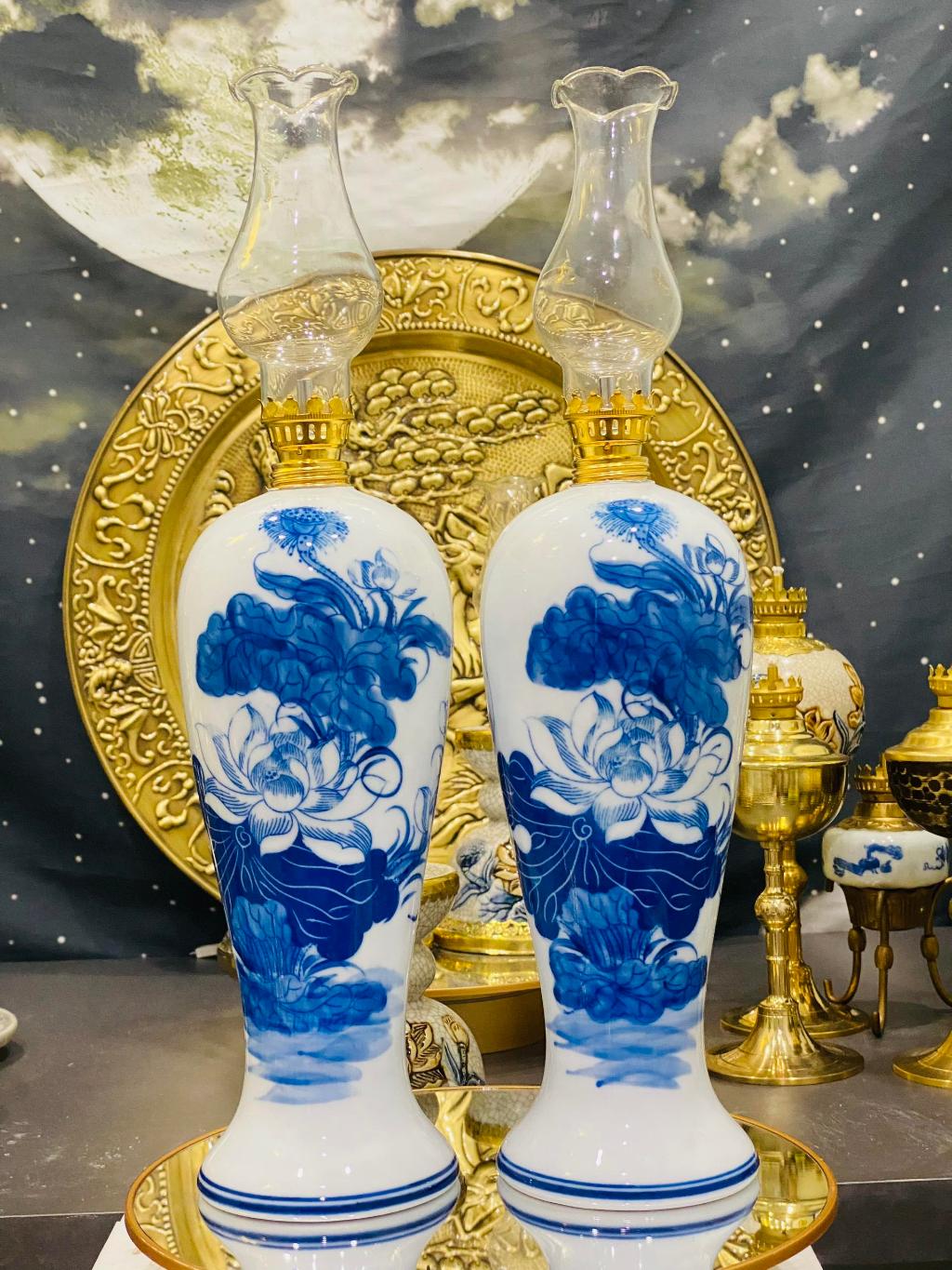 Đèn dầu AN PHU SEN bầu gốm Bát Tràng chân dài | Shopee Việt Nam