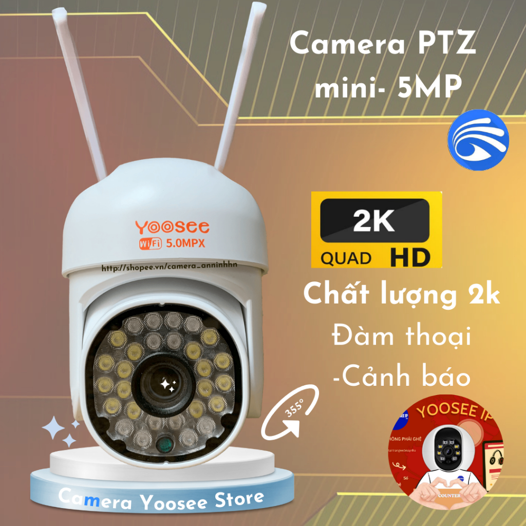 Camera Wifi Yoosee PTZ mini 28led xoay 360 độ 5.0Mpx Chống nước BẢO ...
