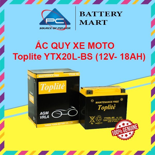 Ắc quy xe moto Toplite YTX20L-BS 12V - 18AH, dùng cho Harley Davidson ...