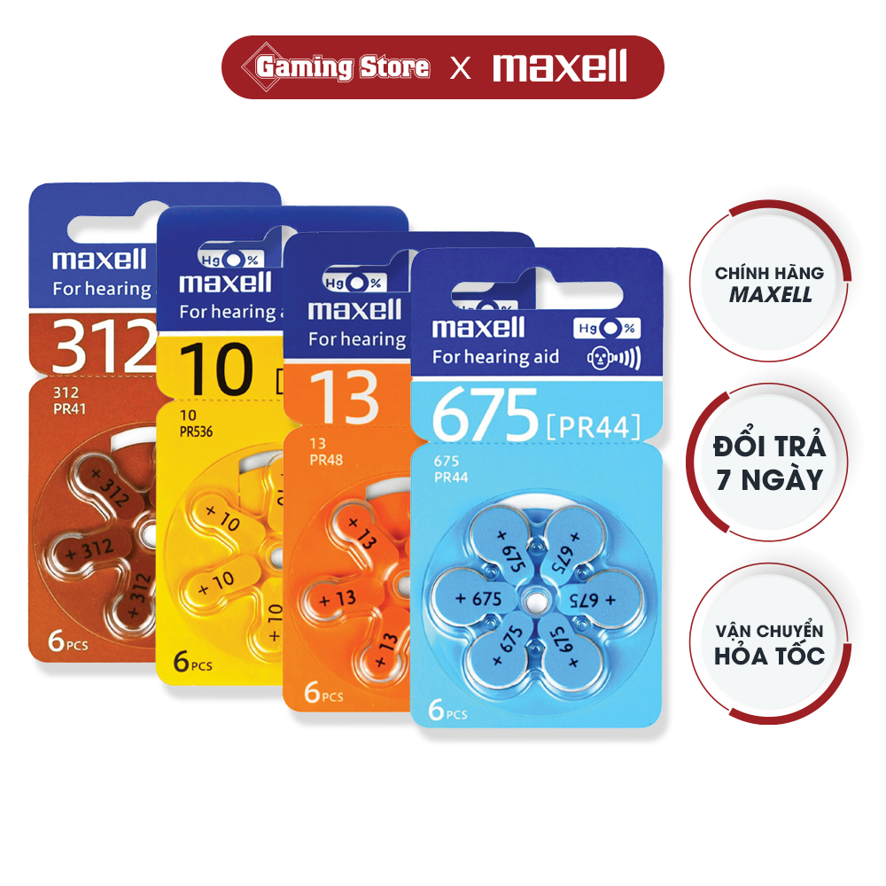 Pin Maxell PR41 ( Pin 312 ) / PR44 ( Pin 675 ) / PR48 ( Pin 13 ) / PR536 ( Pin 10 ) Máy Trợ ...