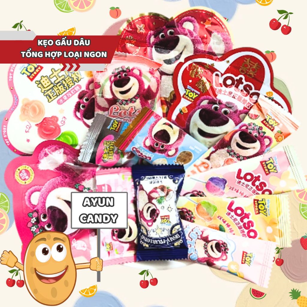 [MUA 5 TẶNG 1] Kẹo Mút Sữa Bò Gấu Dâu Lotso Vị Dâu Tây Mix Kẹo Nổ 2in1 ...