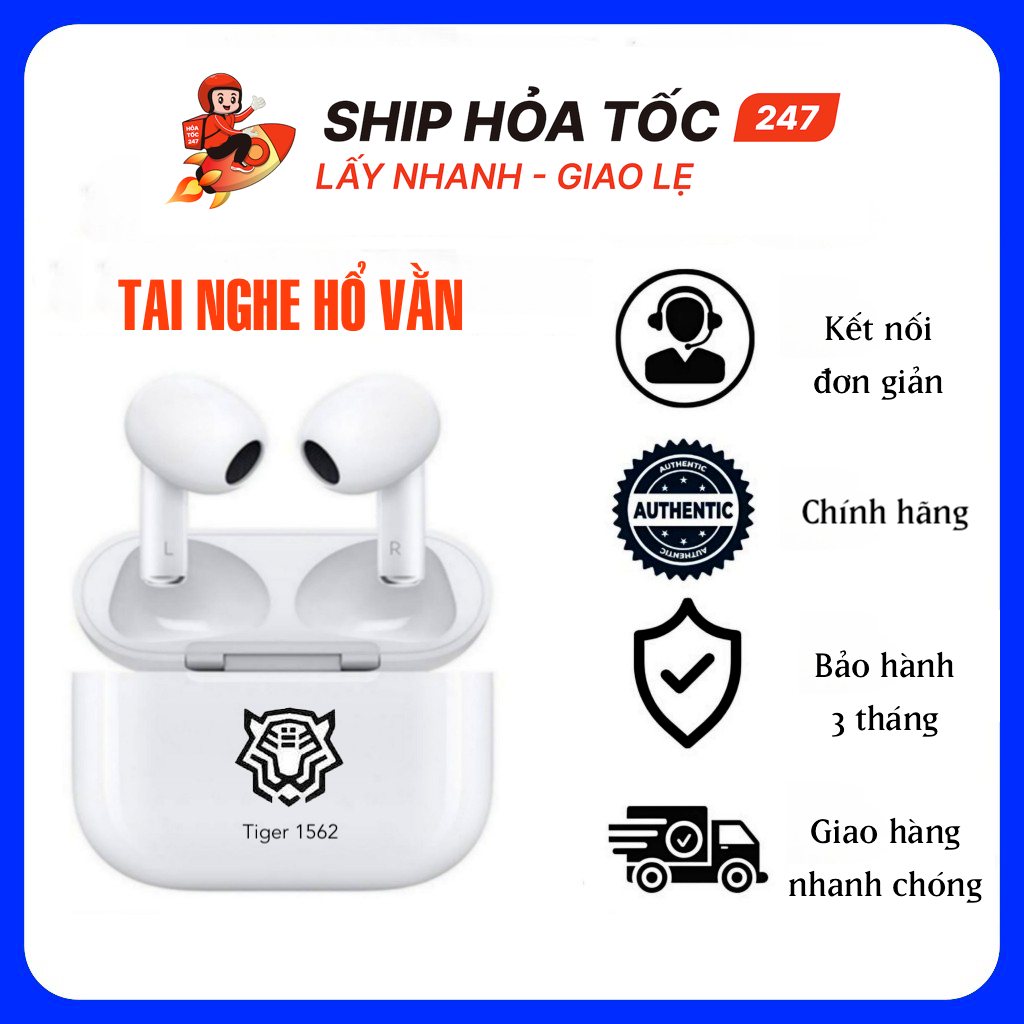 Tai Nghe Hổ Vằn 1562 Bluetooth AP Thế Hệ 3, Âm Thanh Sắc Nét, Mic Đàm ...