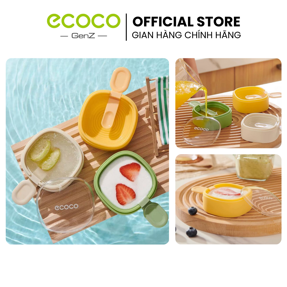 Khuôn làm kem ECOCO 2 và 3 tầng cao cấp silicon an toàn tuyệt đối cho bé kèm nắp kín mẫu mới ...