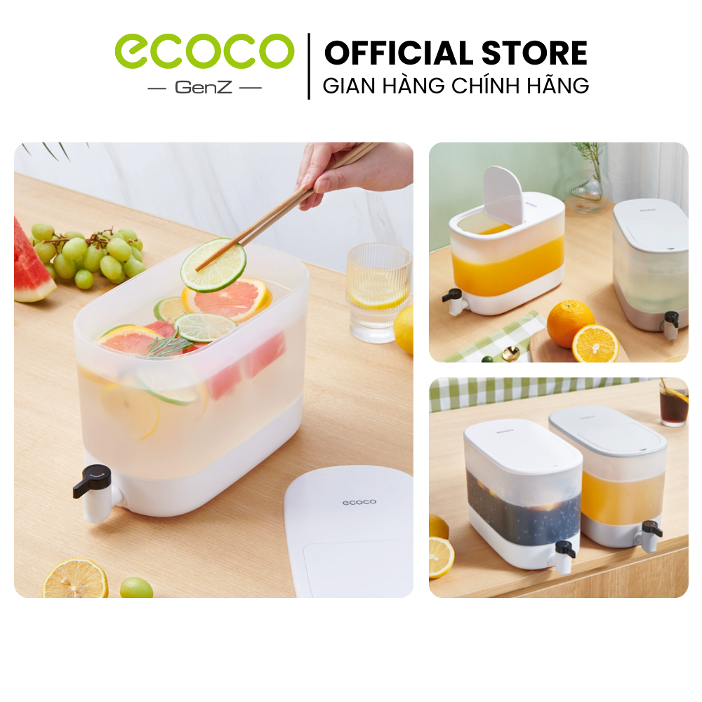 Bình nước tủ lạnh ECOCO 4L có vòi chịu nhiệt độ cao, đựng nước ép, trái cây cao cấp tiện dụng ...