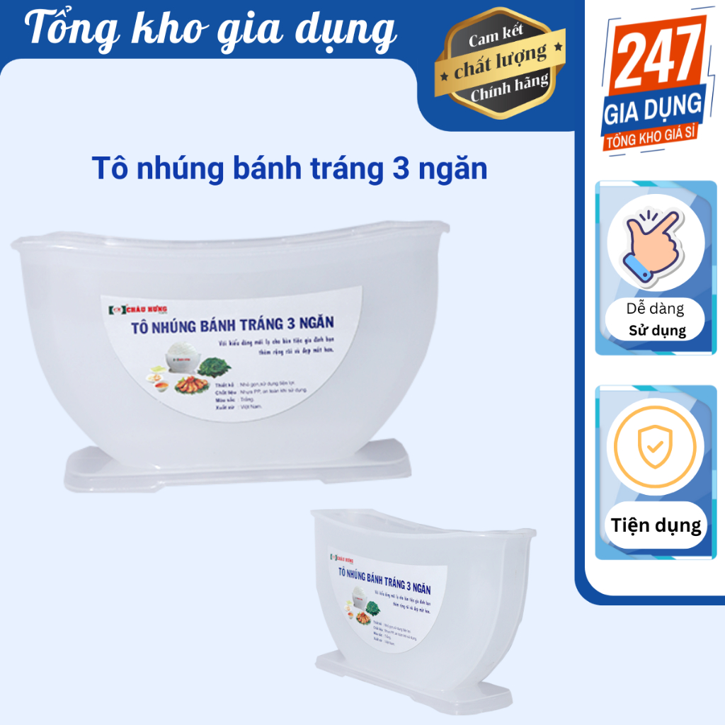 Khay nhựa nhúng bánh tráng, tô nhúng bánh tráng 3 ngăn - Rice paper ...