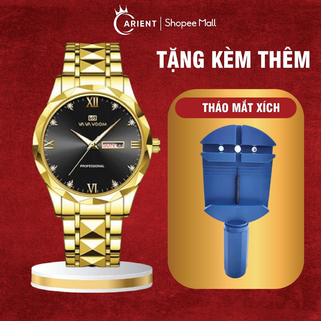 Đồng hồ nam chống nước dây thép Carient F506 sang trọng viền vát kim ...