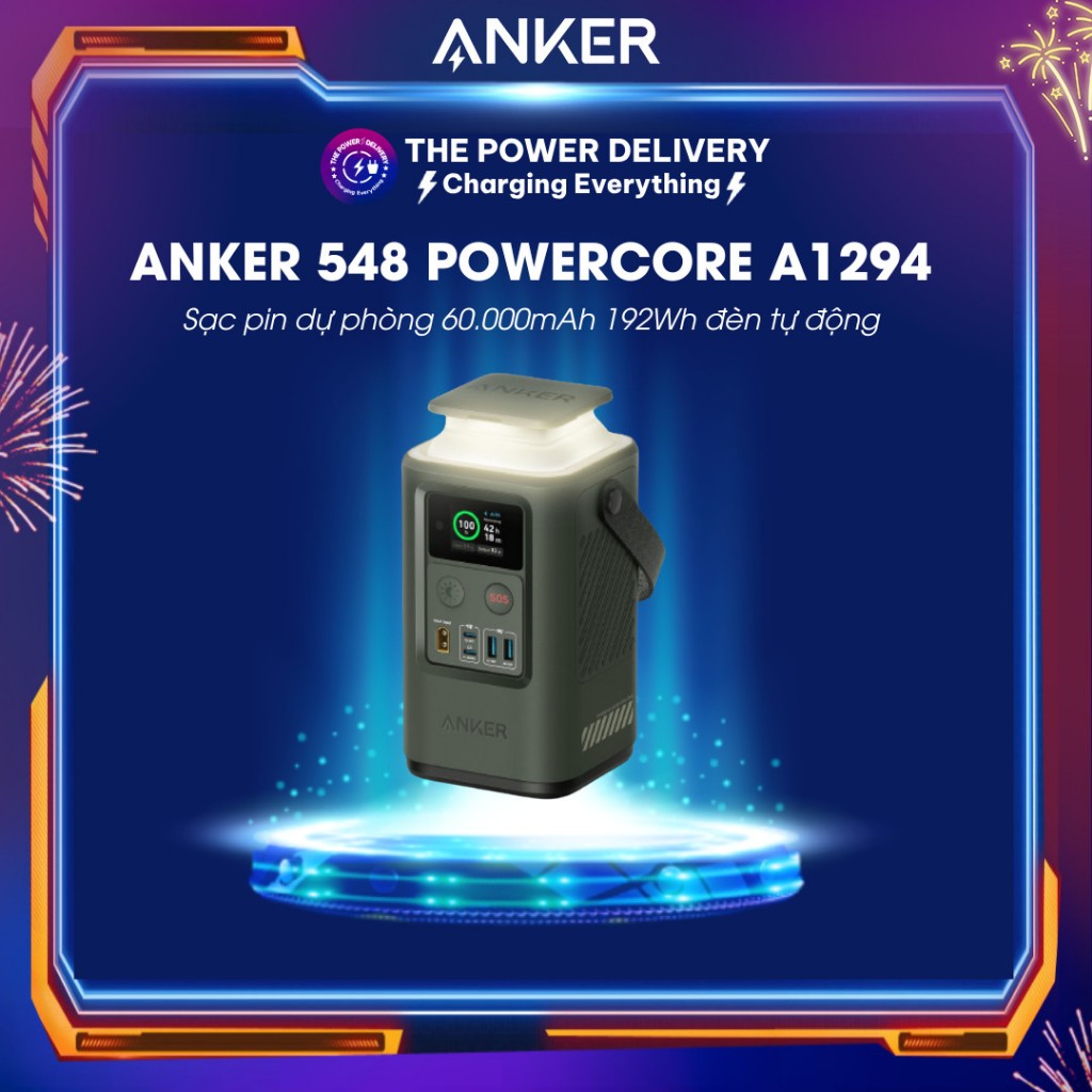 Sạc pin dự phòng Anker 548 PowerCore 192Wh A1294 Đèn tự động, LiFePO4 ...