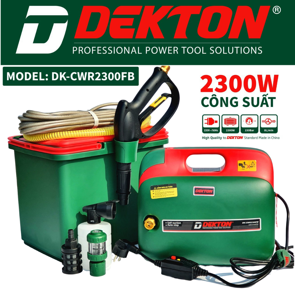 MÁY XỊT RỬA XE DEKTON 2300W 150BAR DK-CWR2300FB NHỎ GỌN CÓ XÔ NƯỚC NHỰA TIỆN DỤNG CHỐNG GIẬT MỚI ...