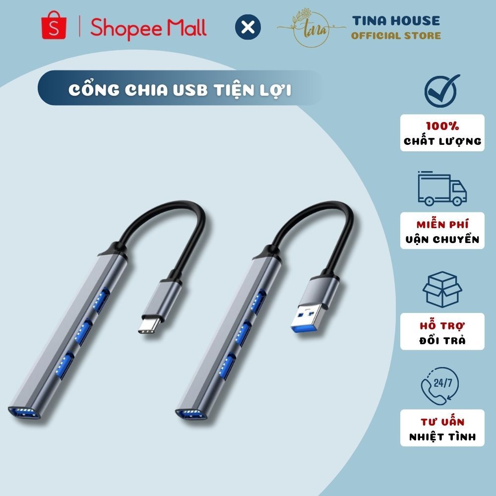 Bộ Chia Cổng Hub Usb Type C Chuyển Đổi Kết Nối Ổ Cứng , Cổng Chuyển Đổi ...