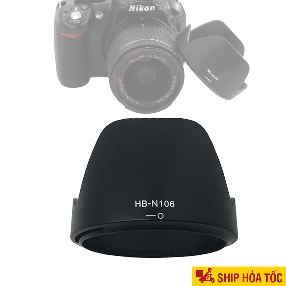 Lens hood Nikon HB-N106 cho Ống kính Nikon AF-P DX 18-55 mm f/3.5-5.6G Loa che nắng HB N106 ...