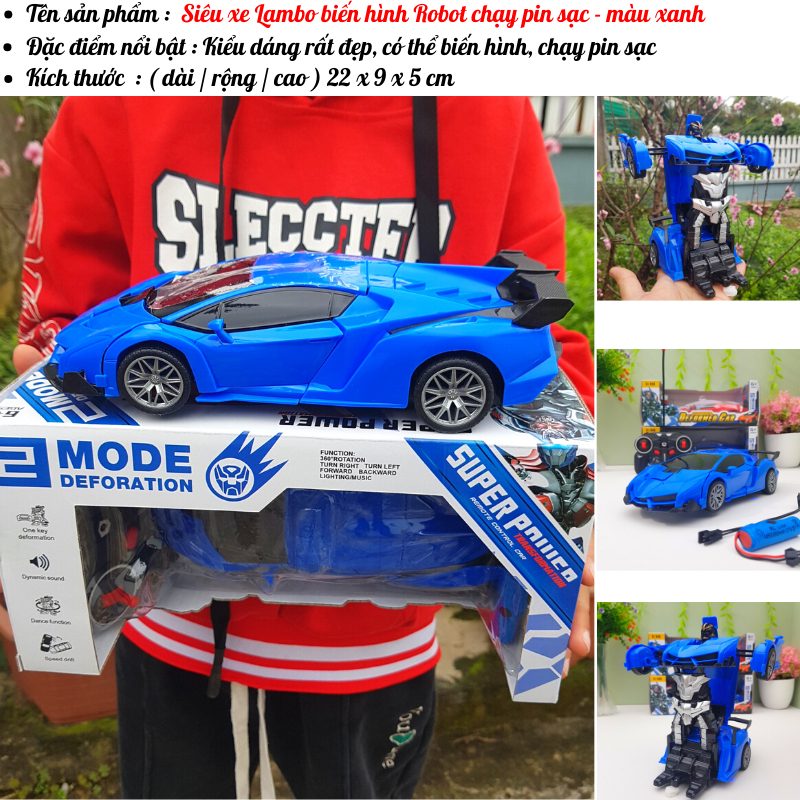 Đồ chơi trẻ em- Oto biến hình robot điều khiển từ xa biến hình robot Mẹ ...