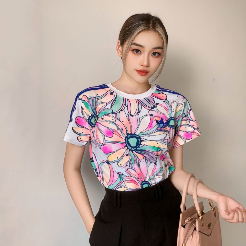 Áo Thun A.di.das Họa Tiết Hoa Cúc Chất Vải Mềm Mịn, Thoáng Mát, Chuẩn ...