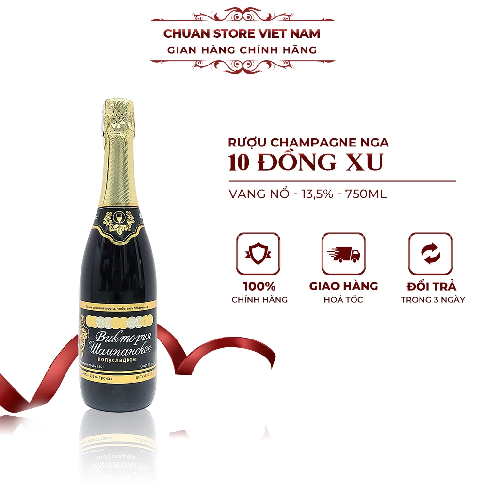 Rượu vang đỏ nổ Nga 10 đồng xu 13,5% chai 750ml - sâm panh đỏ khai vị cho mọi bữa tiệc | Shopee ...