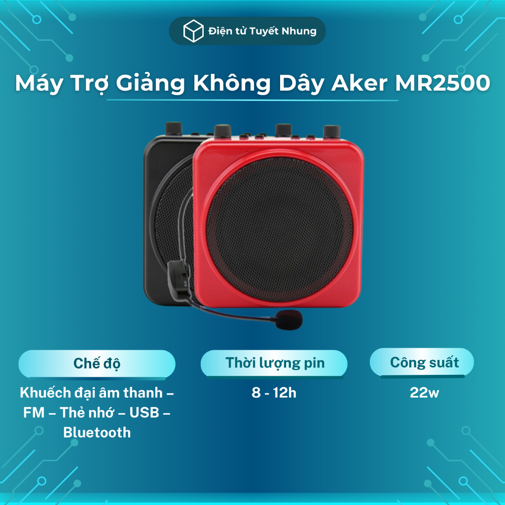 Máy Trợ Giảng Không Dây Aker MR2500, Loa Trợ Giảng Không Dây Có ...