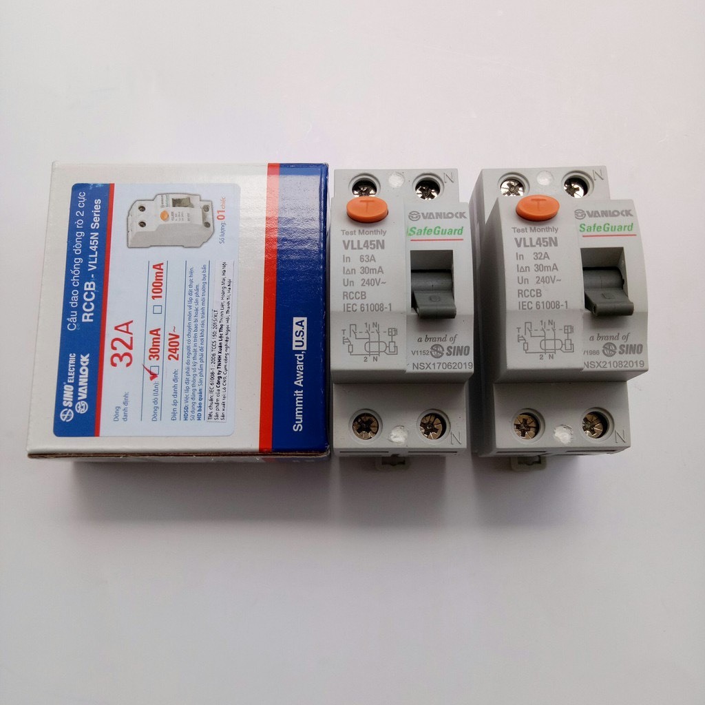 Cầu Dao Chống Giật (Chống Rò) RCCB 2P - 30mA VLL45N SINO VANLOCK | Shopee Việt Nam