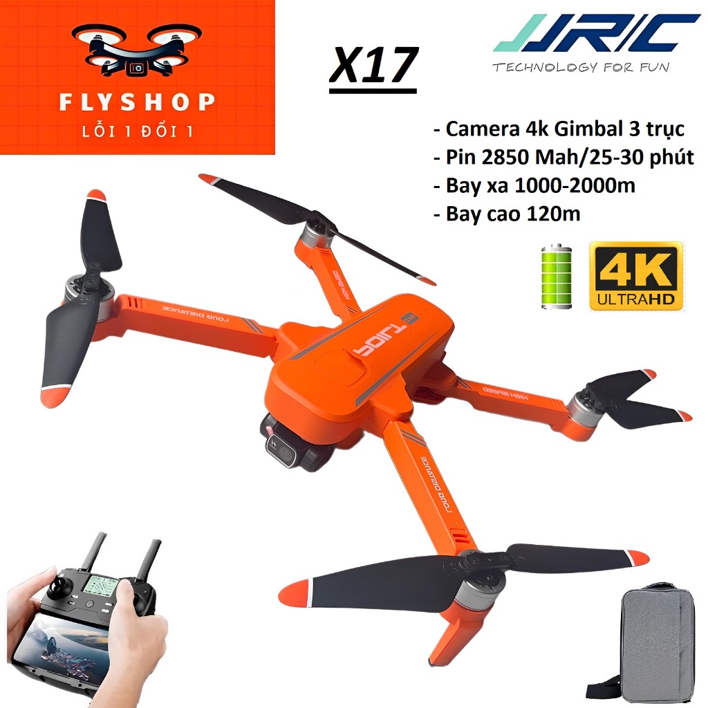 Flycam X17 [JJRC] máy bay không người lái ,GPS/5G, Camera 4K Gimbal 3 ...