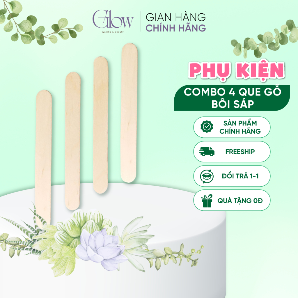 ( CHE TÊN ) 4 Que Gỗ Bôi Sáp GLOW WAXING Size Lớn Chuyên Dùng Phết Sáp Wax Lông | Shopee Việt Nam