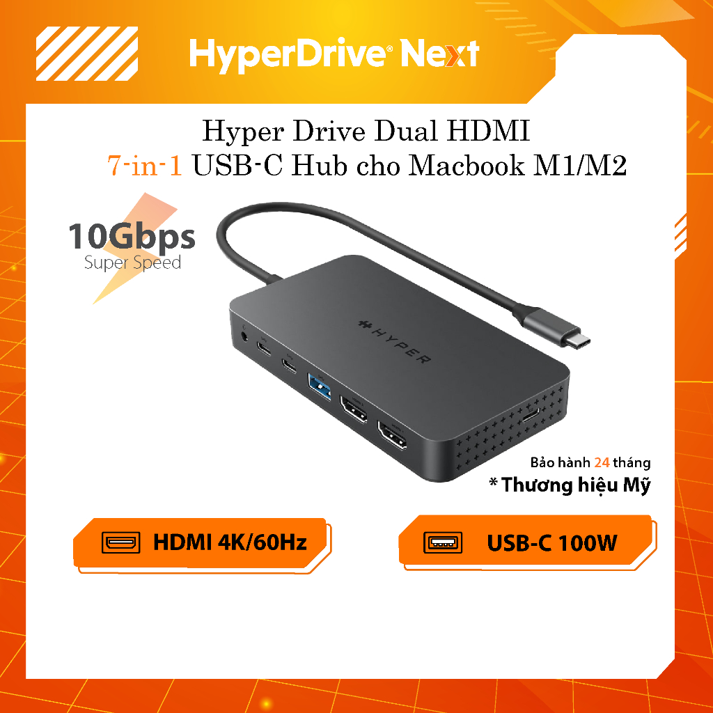 HUB chuyển đổi HyperDrive Next Dual 4K HDMI 7 In 1 Port USB-C cho ...