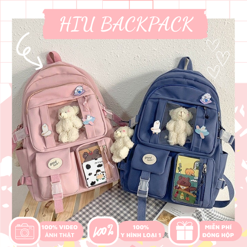 [B1184 - HIU BACKPACK] Balo đi học trơn màu vải Oxford cho học sinh cấp ...
