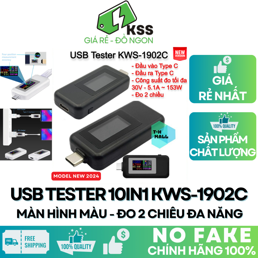 [NEW 2024] USB tester / kiểm tra đo dòng điện, điện áp type C màn hình ...