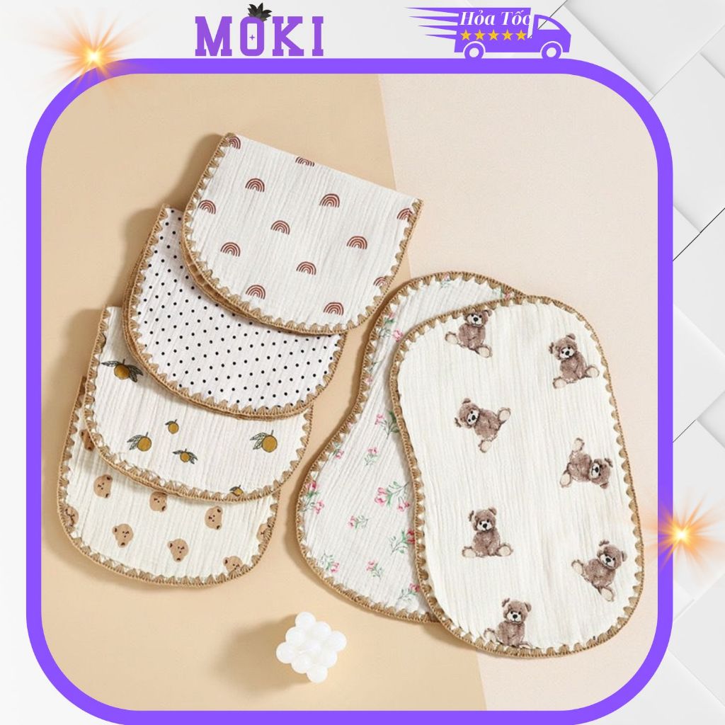 Gối xô sơ sinh Hàn Quốc 10 lớp sợi tre mềm mịn, thấp hút mồ hôi cho bé họa tiết xinh xắn Moki ...