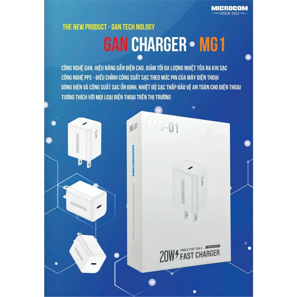 Củ sạc nhanh 20w Microcom công nghệ cao GAN hiệu suất cao và ổn định cho điện thoại | Shopee ...