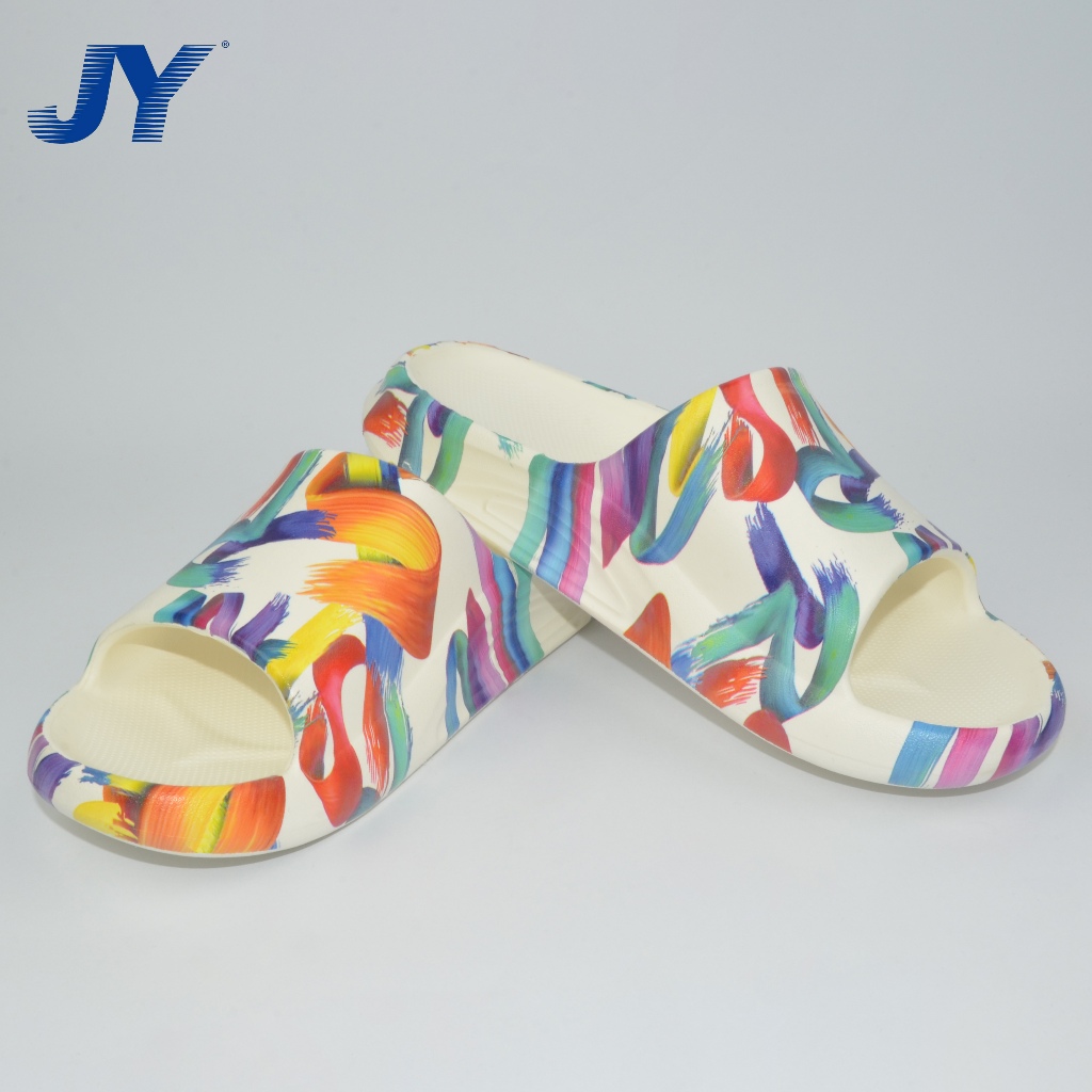 JY Đôi dép họa tiết cặp nam nữ quai ngang dép 2.5CM đế dày bánh mì eva dép hàn quốc mềm xinh ...