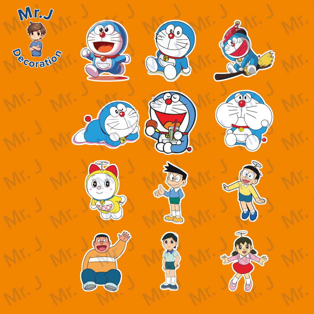 [Có 4 Set] Set 12 hình Stickers Doraemon chống nước sticker dán laptop ...