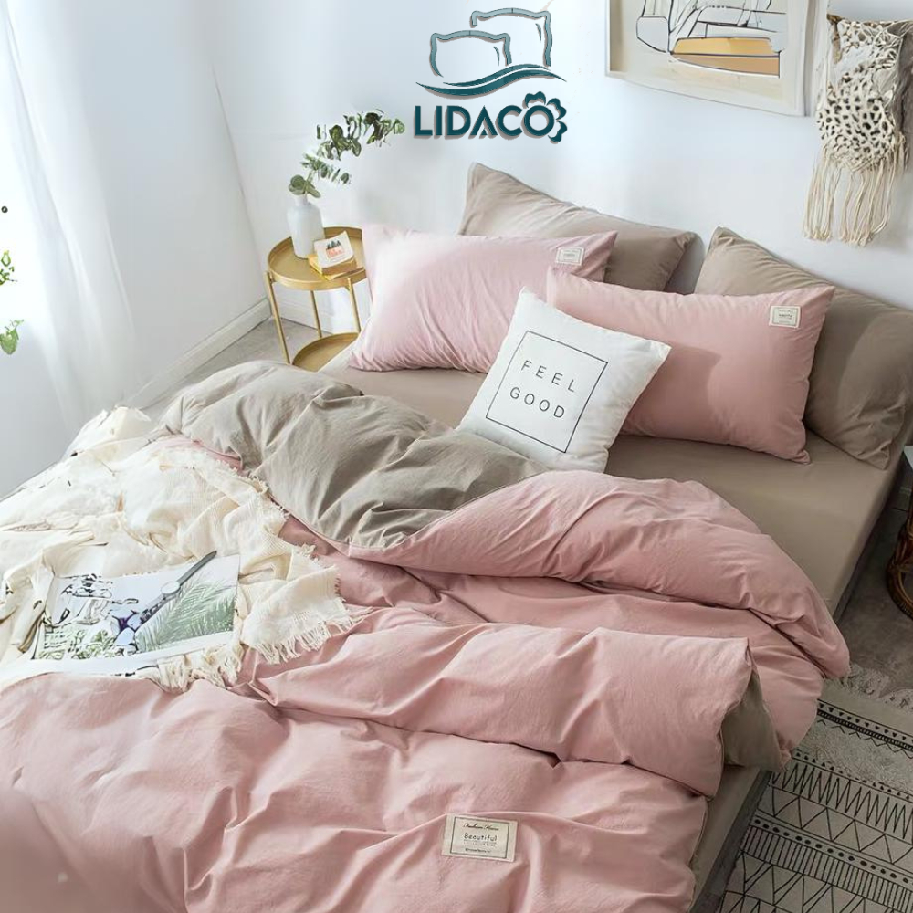 Bộ vỏ chăn ga gối cotton tici LIDACO - Hồng Ga Be | Shopee Việt Nam
